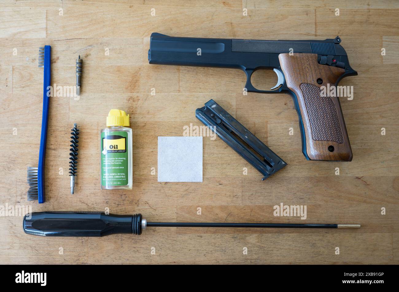 Detail of the cleaning and maintenance tools of a standard .22 caliber ...