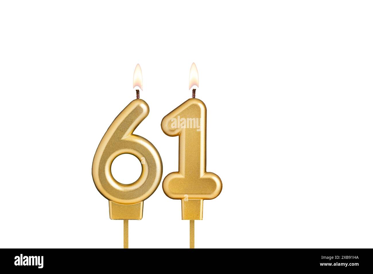 Birthday candle number 61 on white background Stock Photo - Alamy