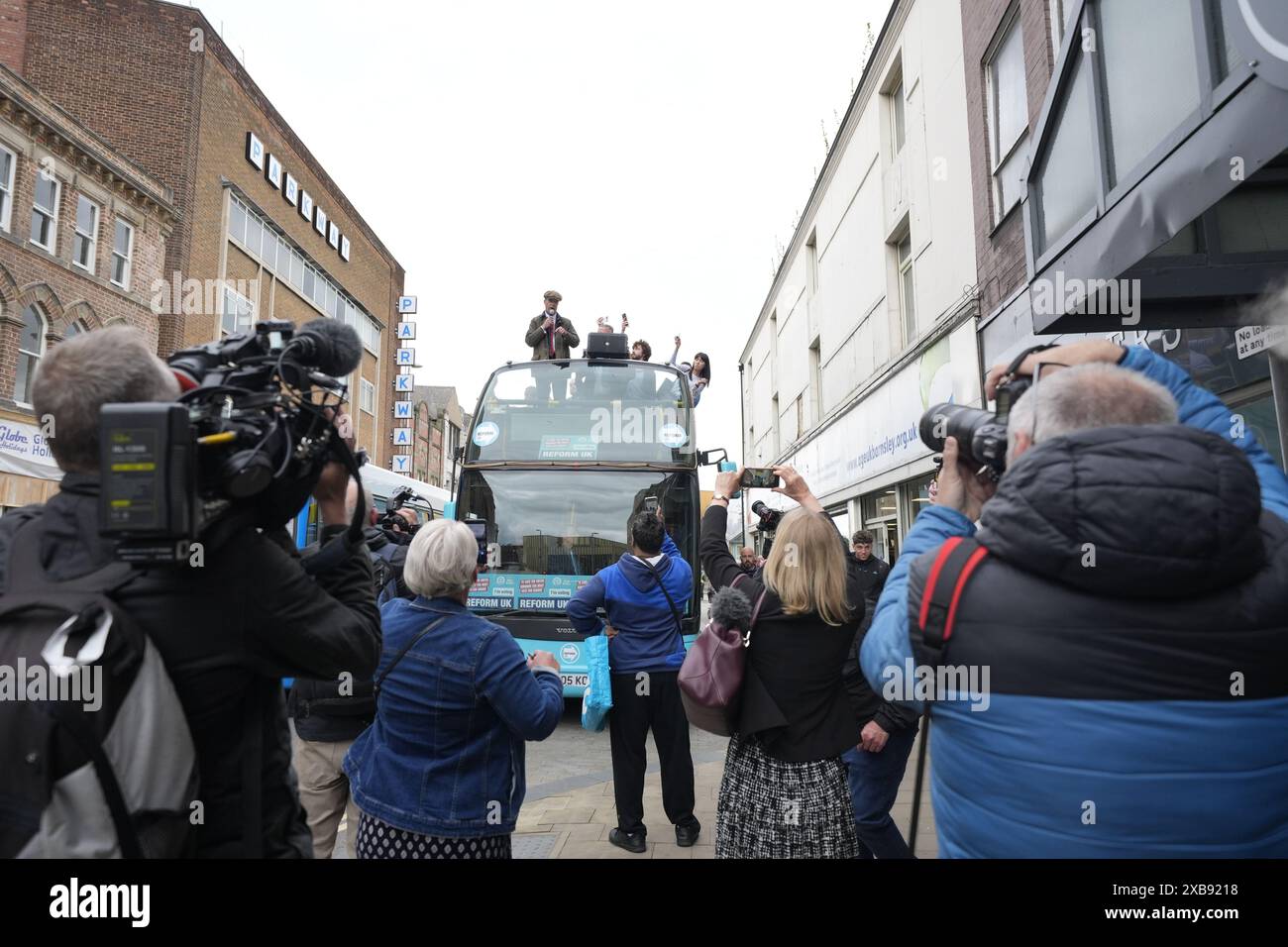 Reform UK leader Nigel Farage makes a speech on the Reform UK campaign ...
