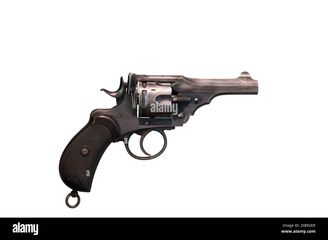 An old Webley & Scott MKI revolver pistol on a white background Stock ...