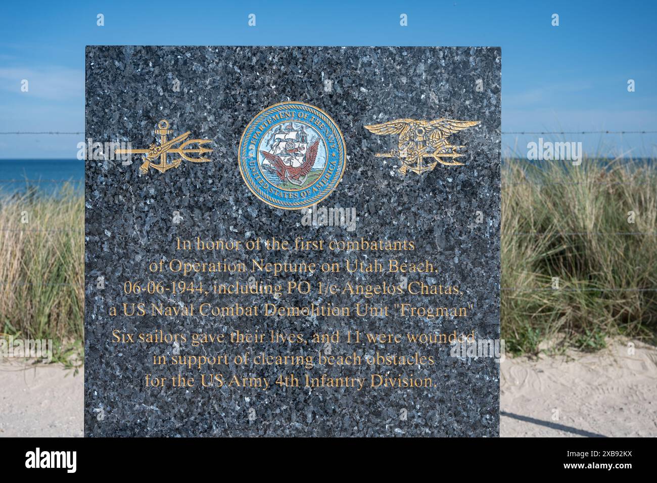 The monuments of the divisions that fought on Utah Beach during World ...