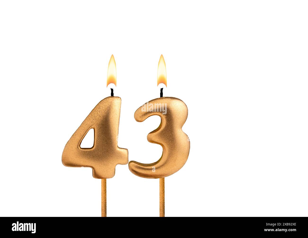 Golden candle number 43 - Birthday on white background Stock Photo - Alamy