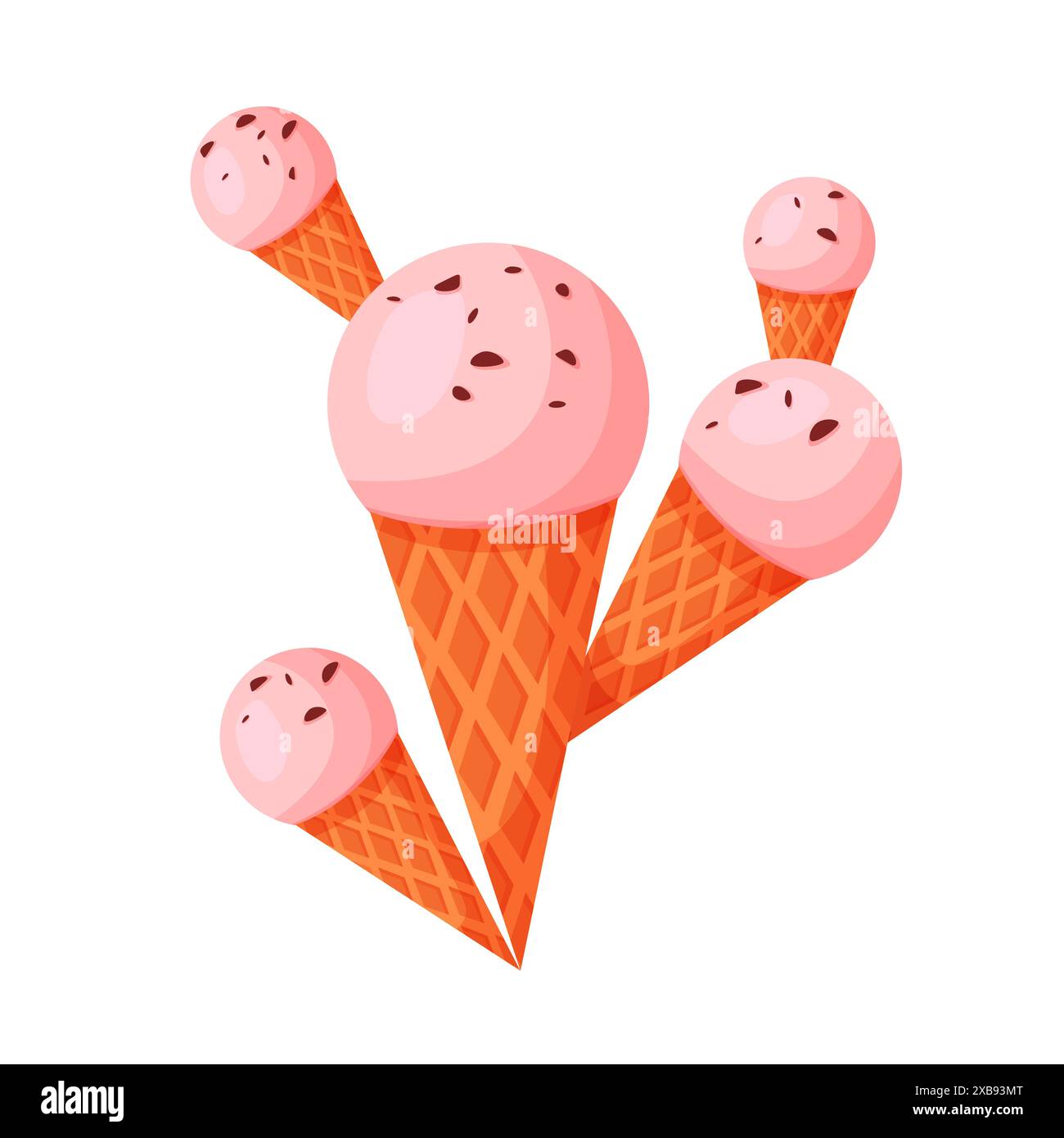 Candy fantasy tree from ice cream or gelato in waffle cones, magic ...