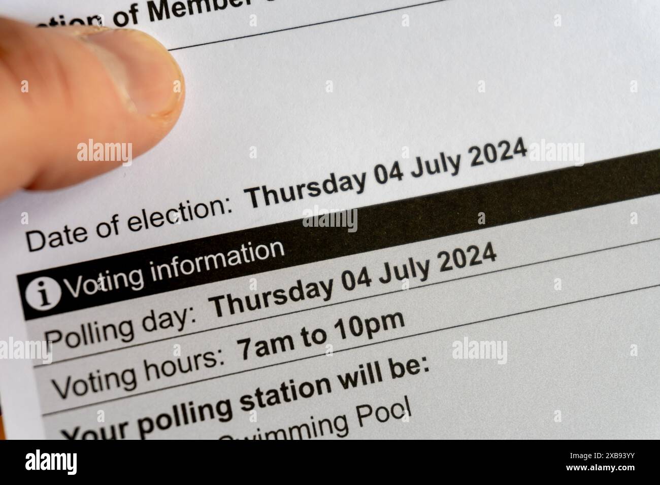 Torquay, UK. 11th June, 2024. Poll Card received in the post for the ...