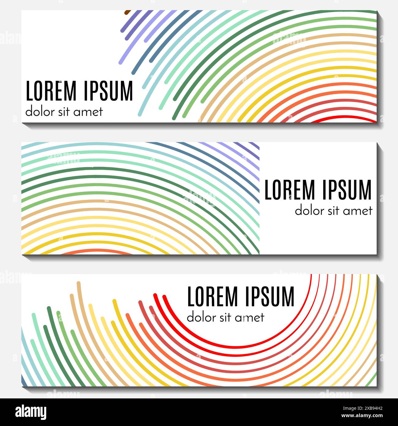 Set of colorful abstract header banners with curved lines and place for ...