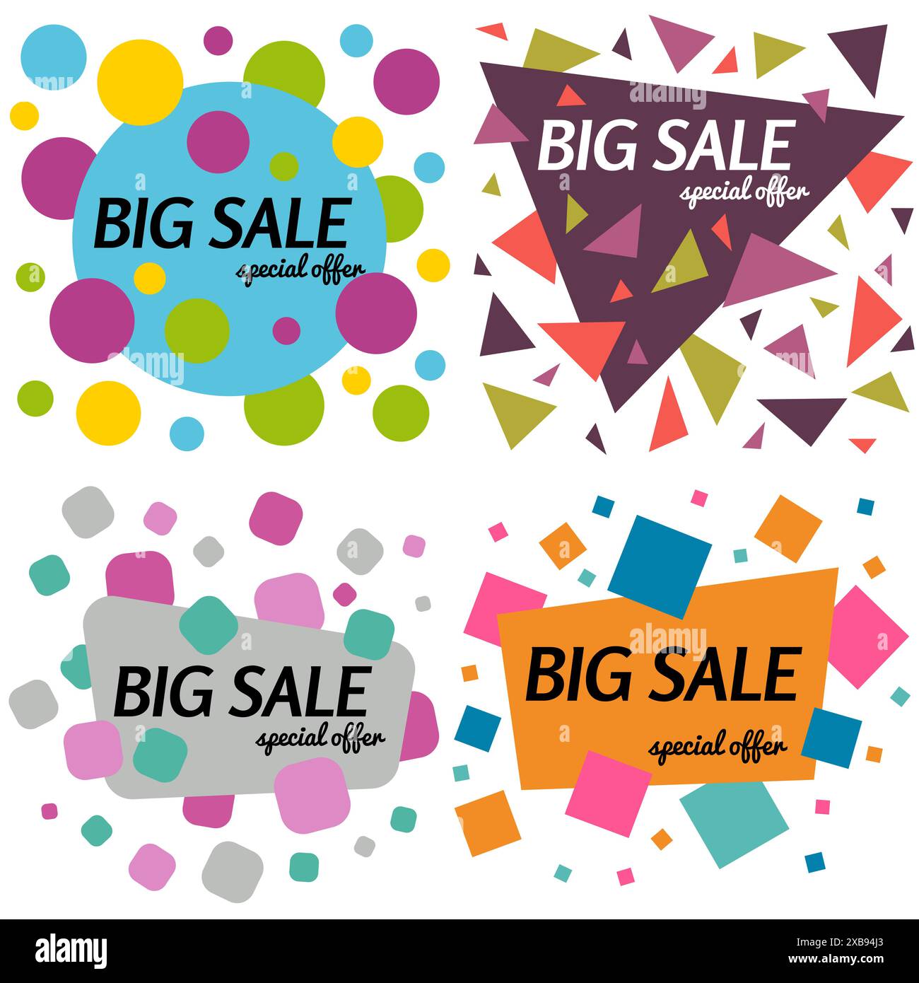 Set of big sale special offer square banners on white background ...