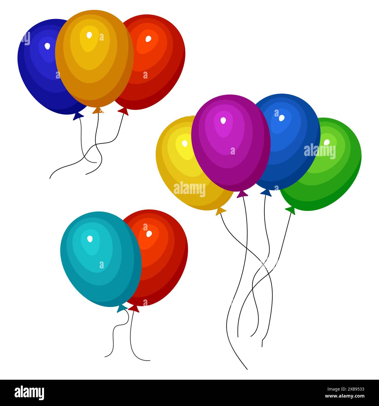 Bunches of several colour helium balloons. Vector illustration Stock ...