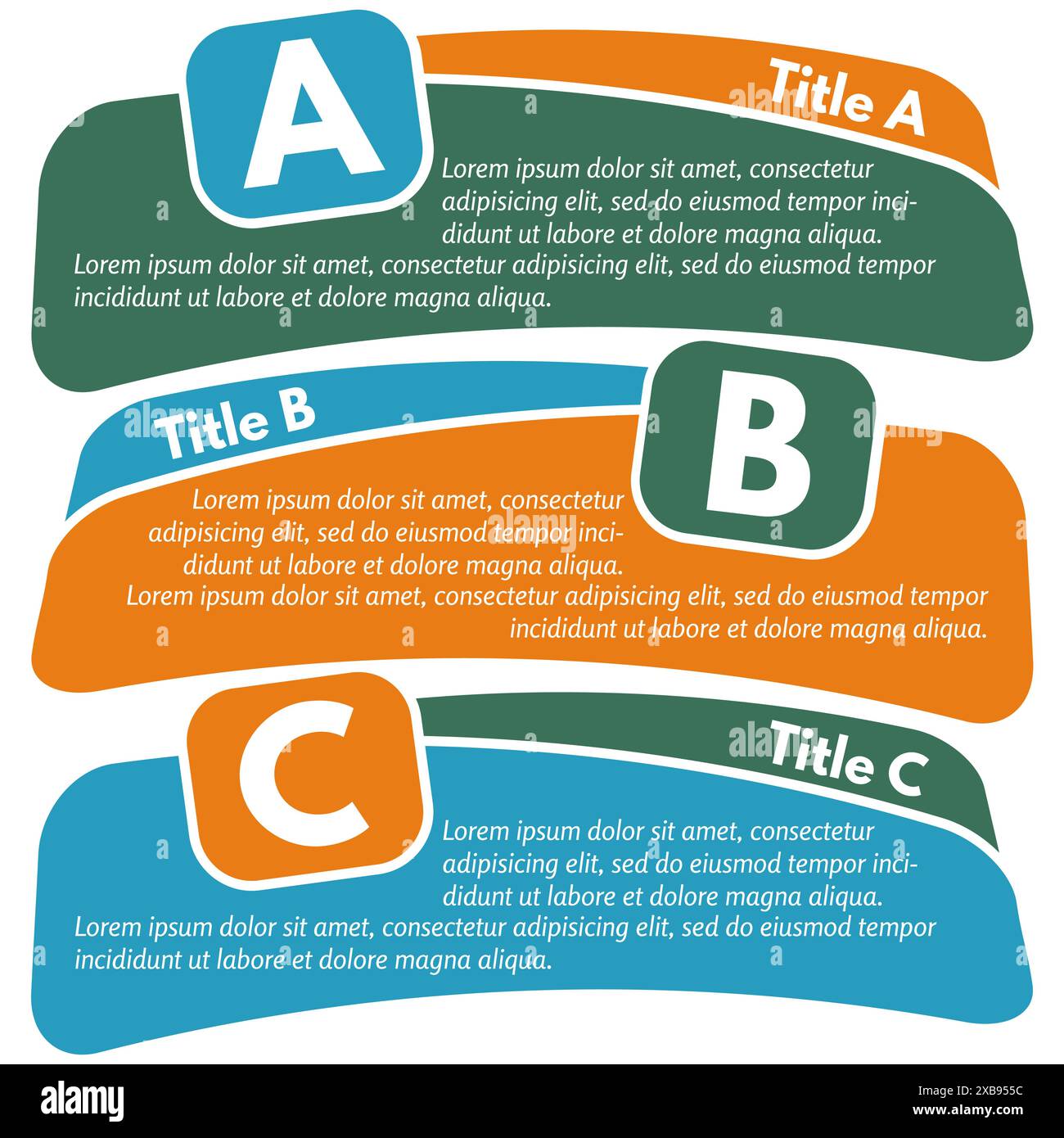 Set of three horizontal colorful options banners. Step by step ...