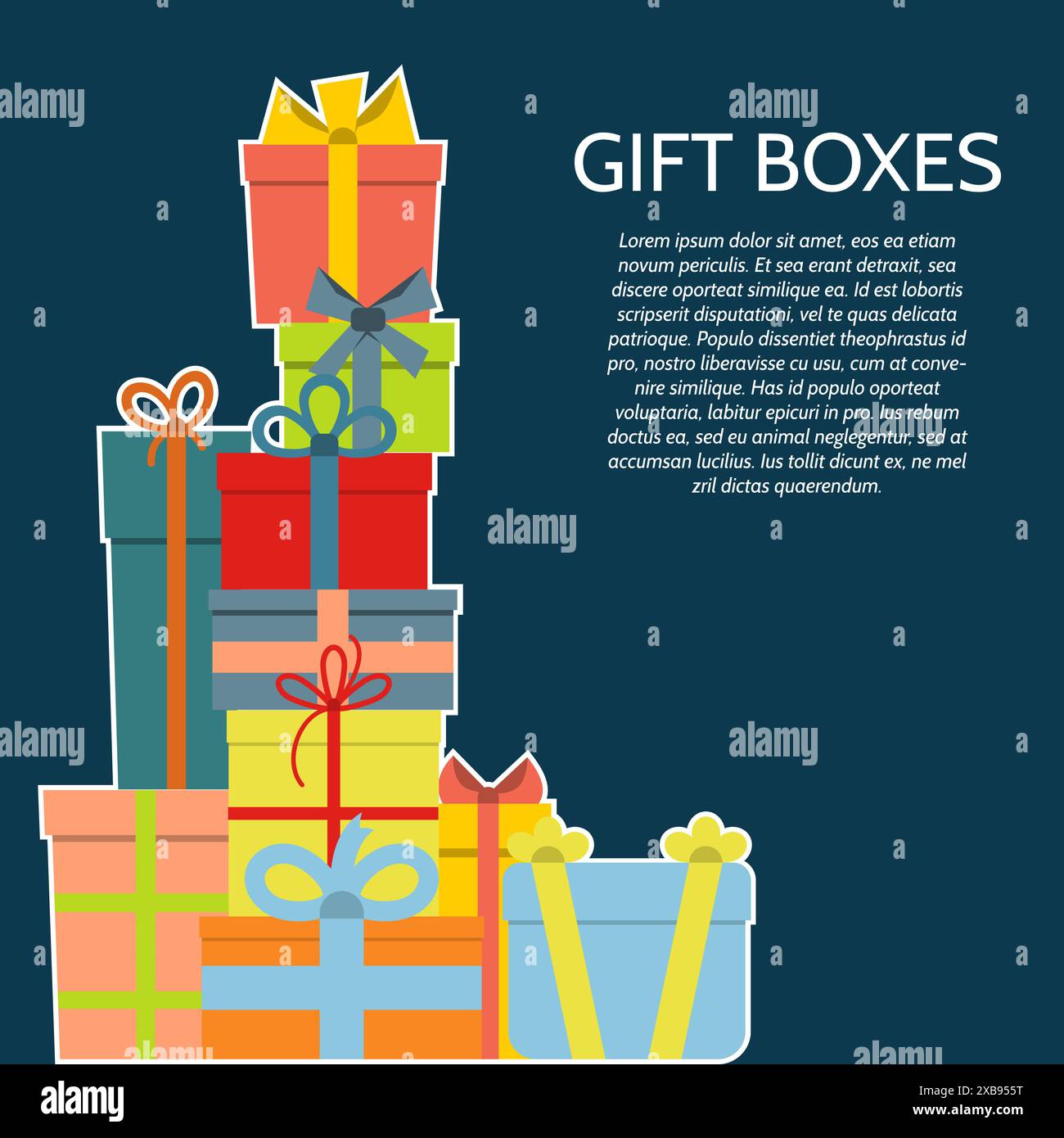Background with a colorful gift boxes. Vector illustration Stock Vector ...