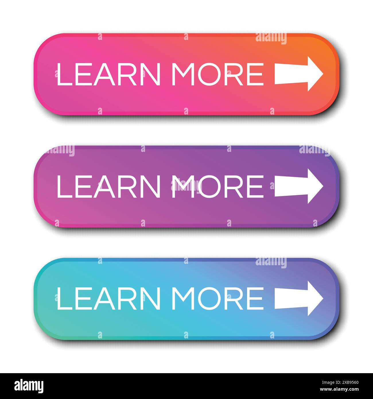 Set Of Three Modern Gradient Buttons With Shadows Read More Buttons Vector Illustration Stock