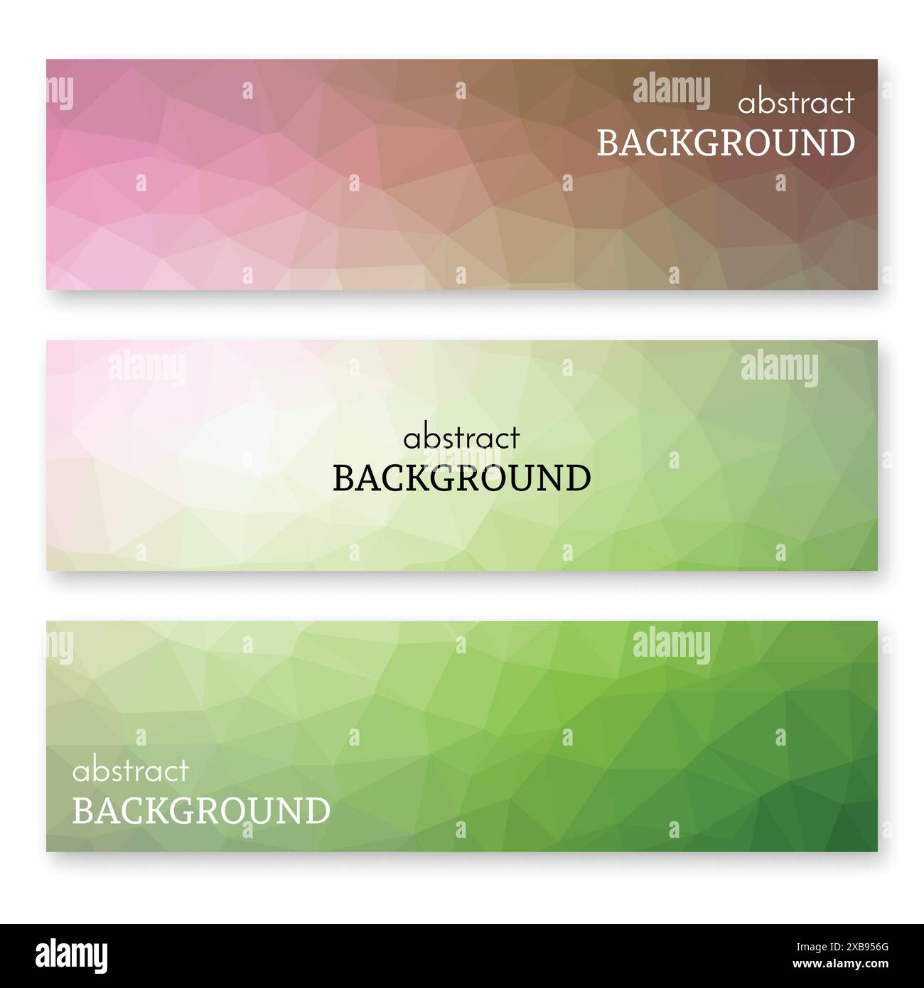 Set of three multi colored banners in low poly art style. Background ...