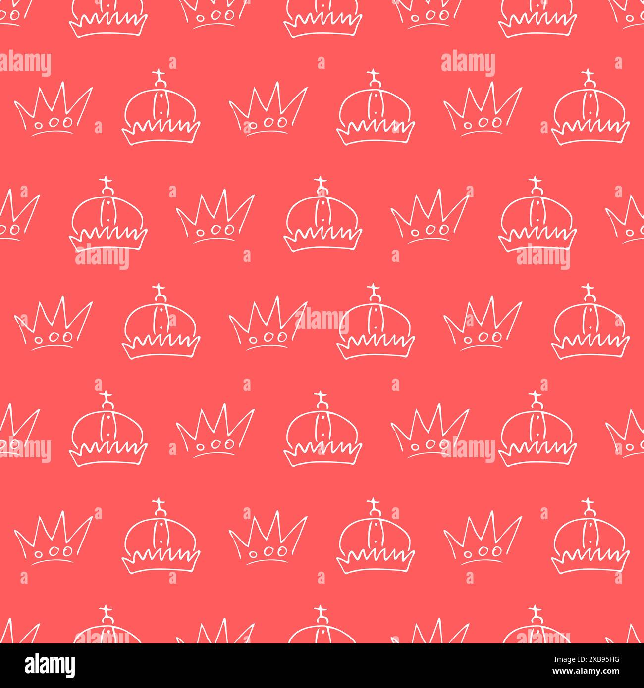 Hand drawn crowns. Seamless pattern of simple graffiti sketch queen or ...