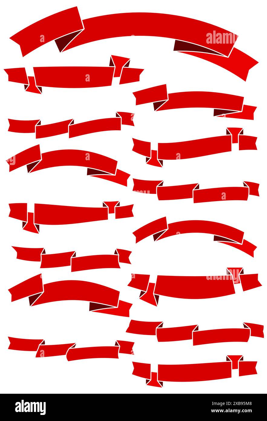 Set of fifteen red cartoon ribbons for web design. Great design element ...