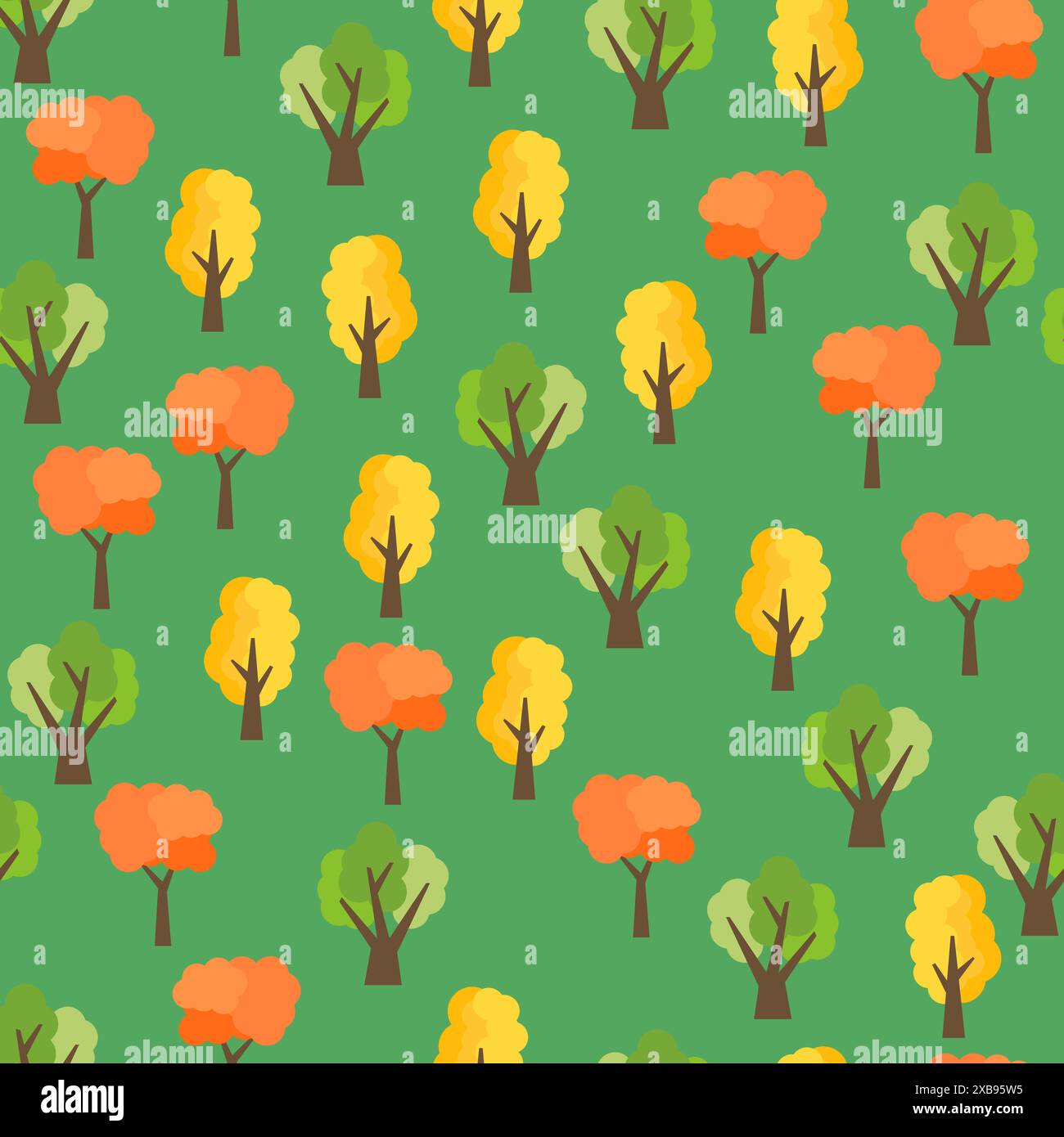 Seamless pattern from autumn trees. Autumn forest background. Vector ...