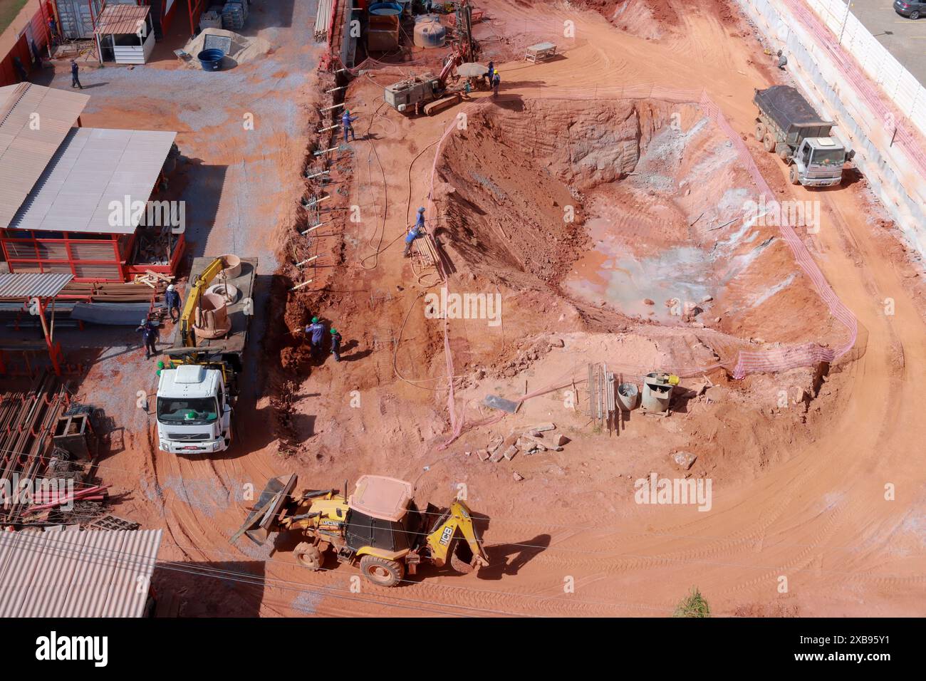 A spacious Construction work area for the foundation of a New Apartment ...