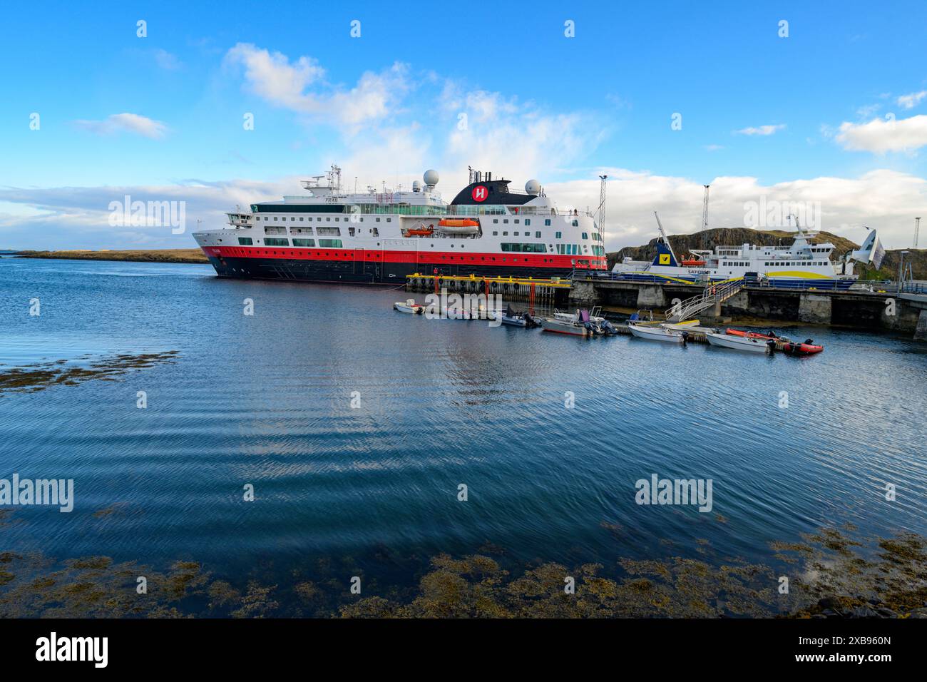 The port of Stykkishólmur (Snaefellsnes, western Iceland) with the ...