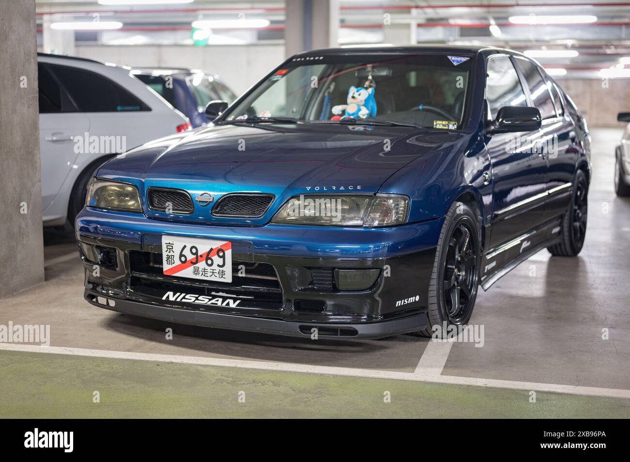 Nissan Primera P11 from 1996 second generation, classic blue Japanese ...