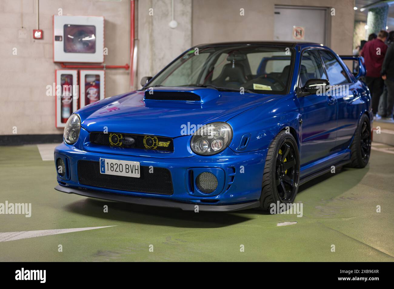 The classic second generation blue Subaru Impreza WRX STI rally sports ...