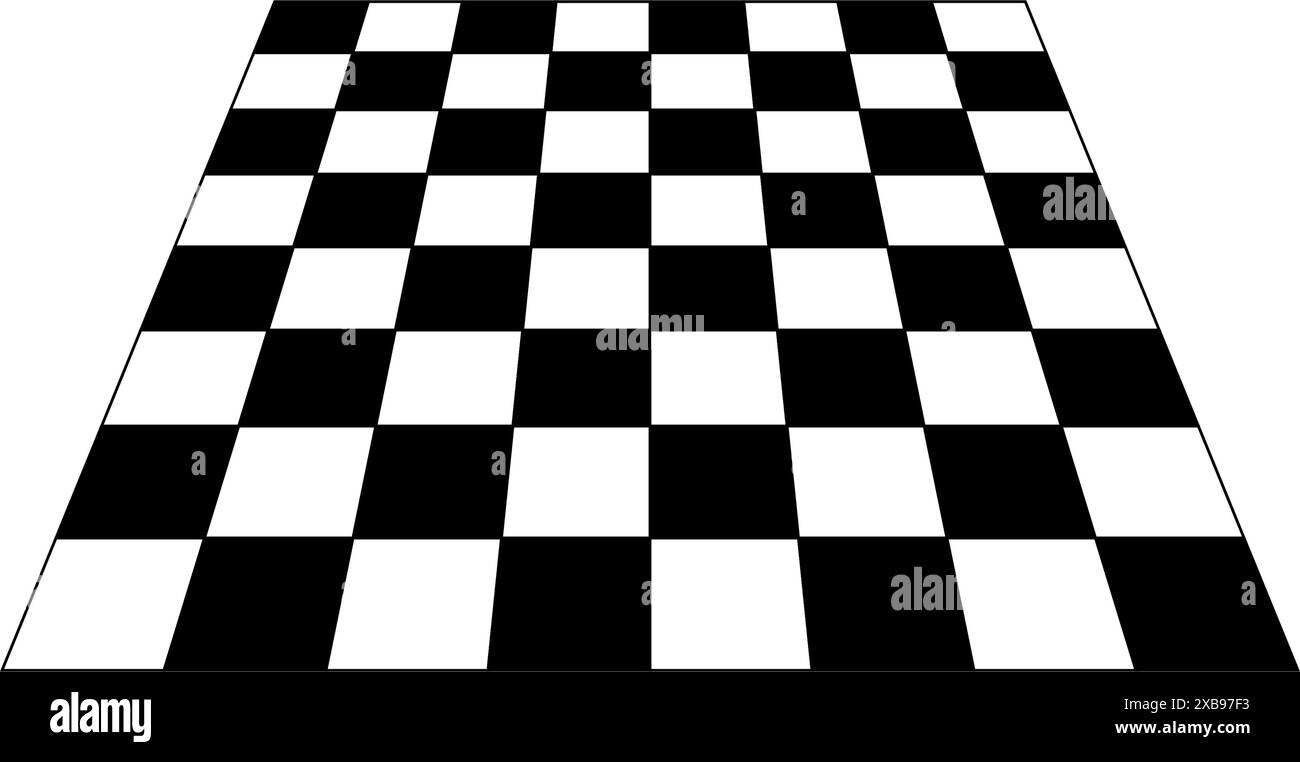 Empty chessboard plane angled in perspective. Tiled floor point of view ...