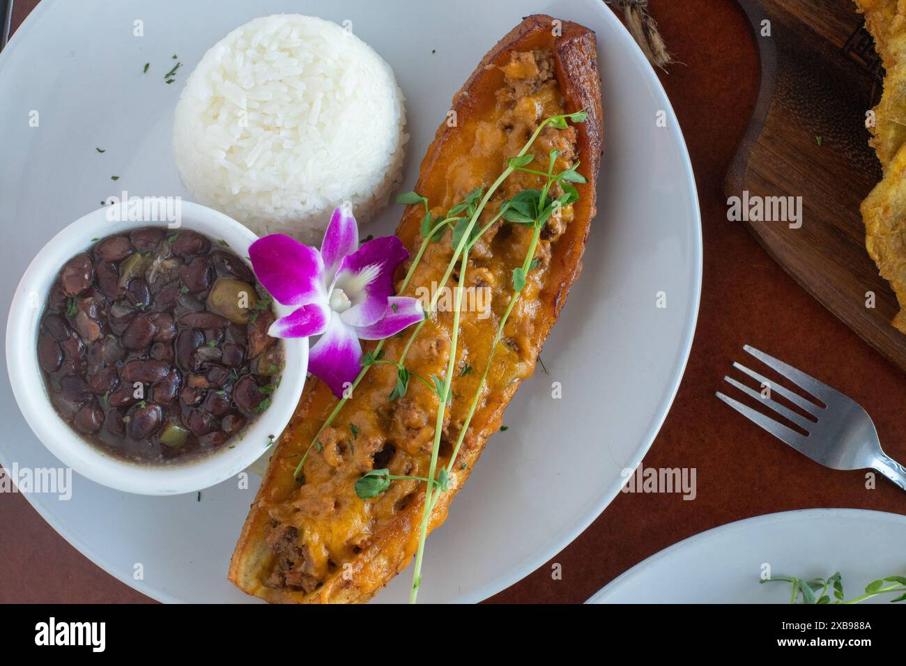 Rice and beans plate plantain hi-res stock photography and images - Alamy