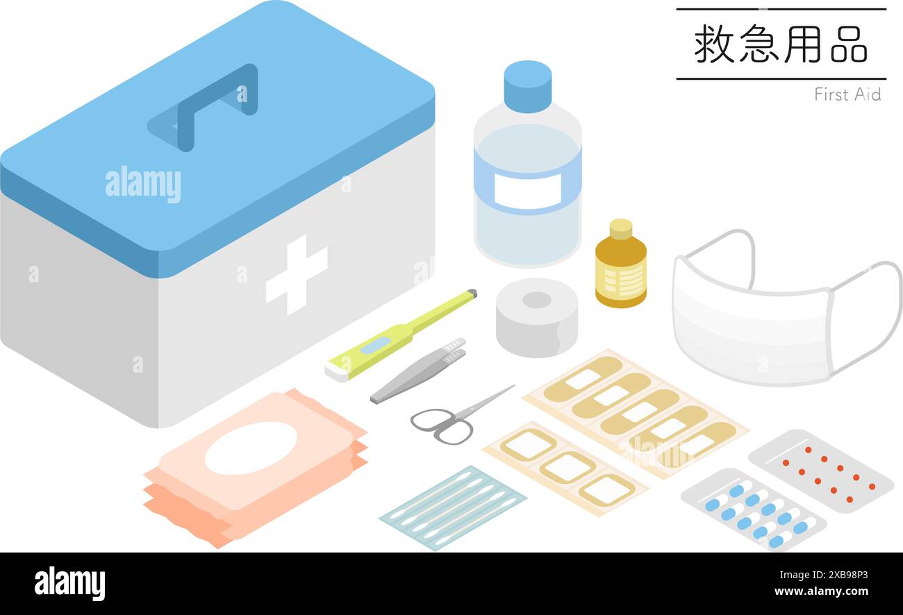 Isometric illustration of first aid supplies, Vector Illustration Stock ...