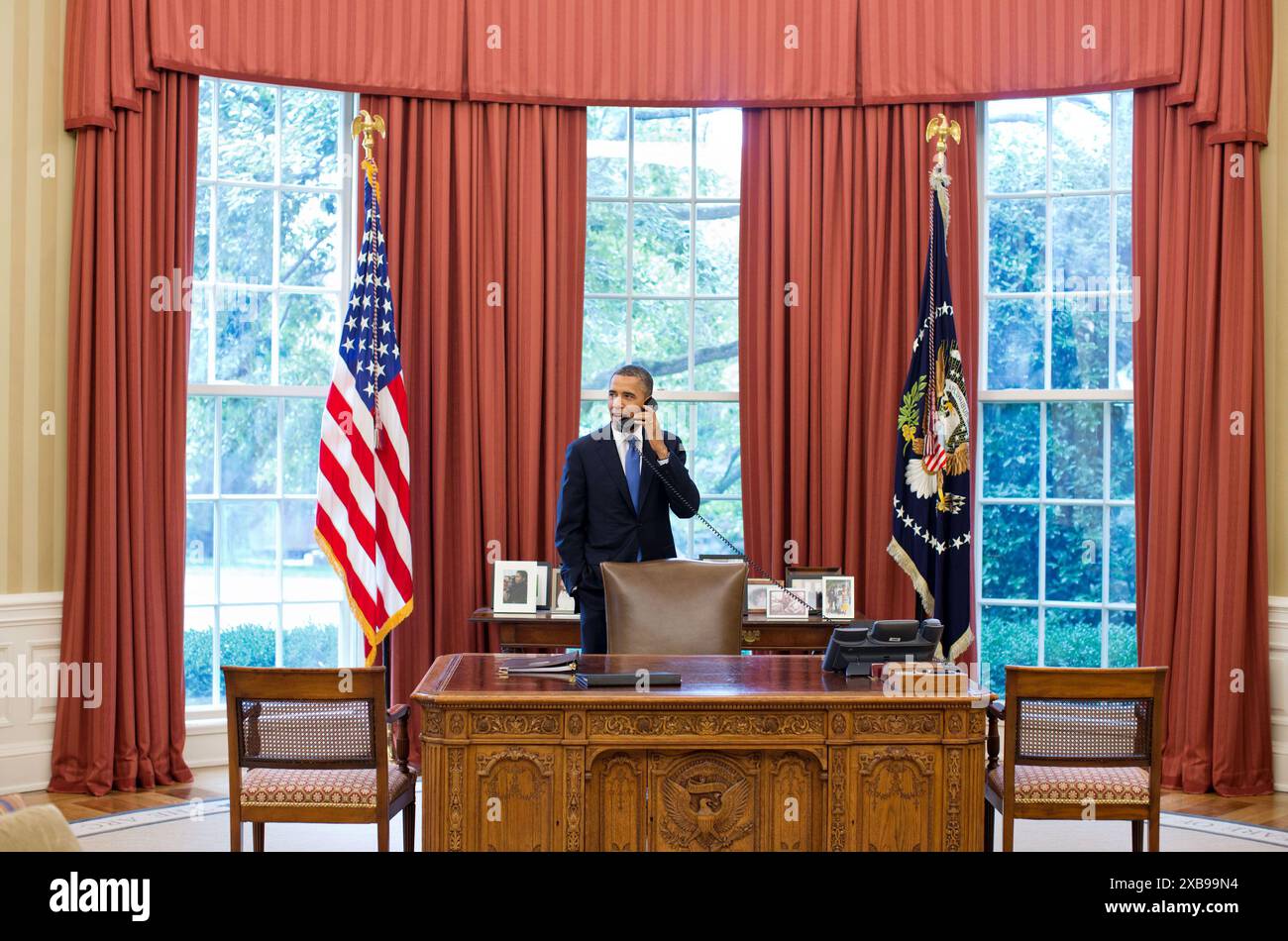 President Barack Obama talks on the phone with Solicitor General Donald ...