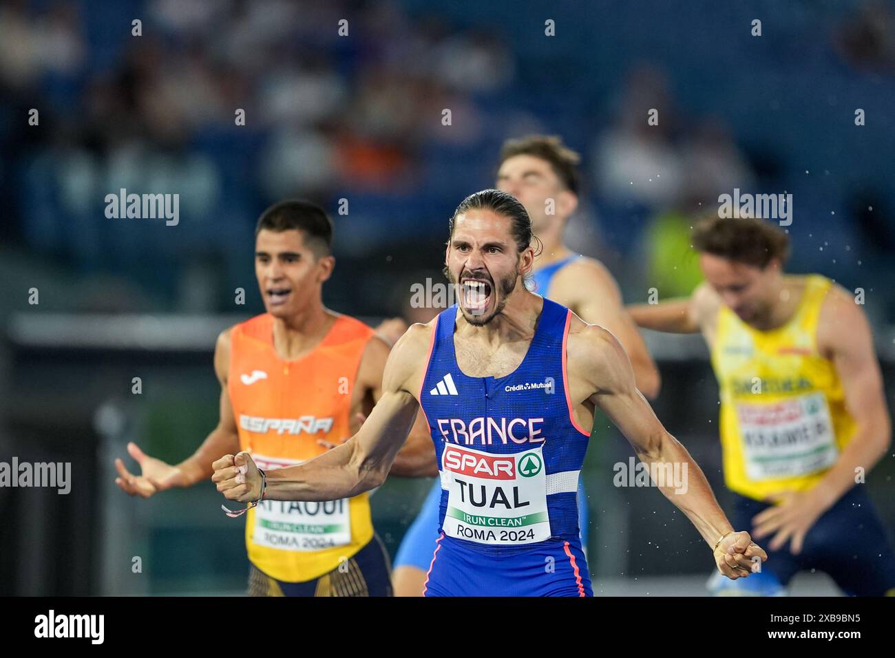 Rome, Italy, June 9th 2024: Gabriel Tual (France) celebrates winning ...