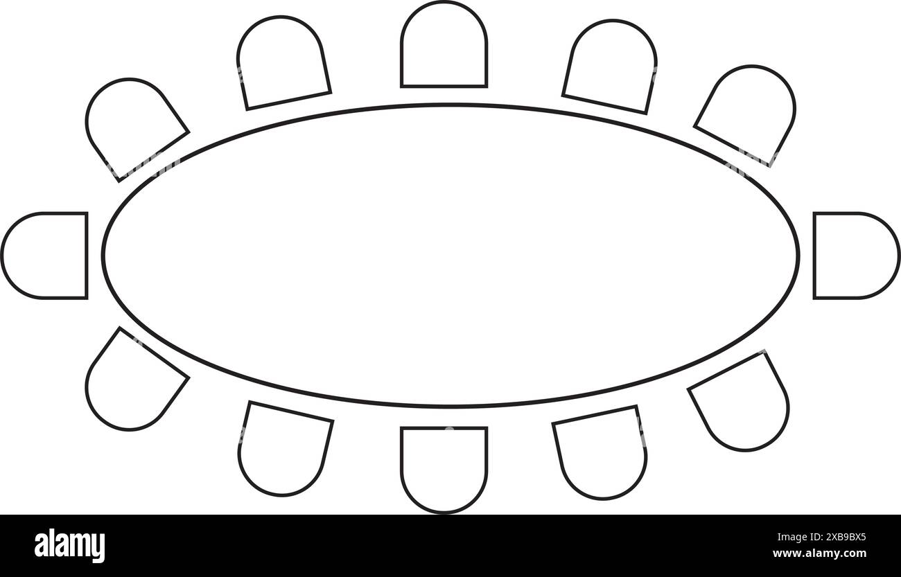 Oval table and chairs icons isolated on white background. Cafe or ...