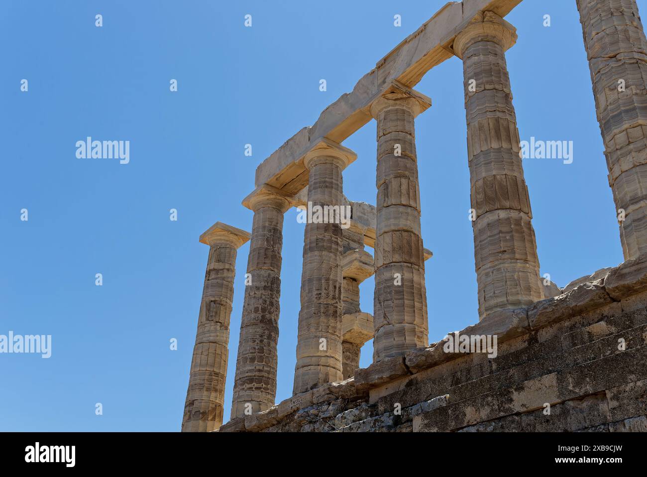 The ancient Greek temple of Poseidon at Cape Sounion, built during 444 ...