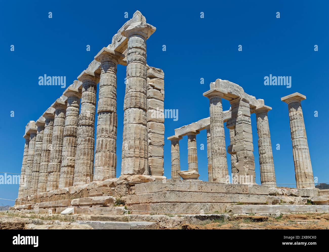 The ancient Greek temple of Poseidon at Cape Sounion, built during 444 ...