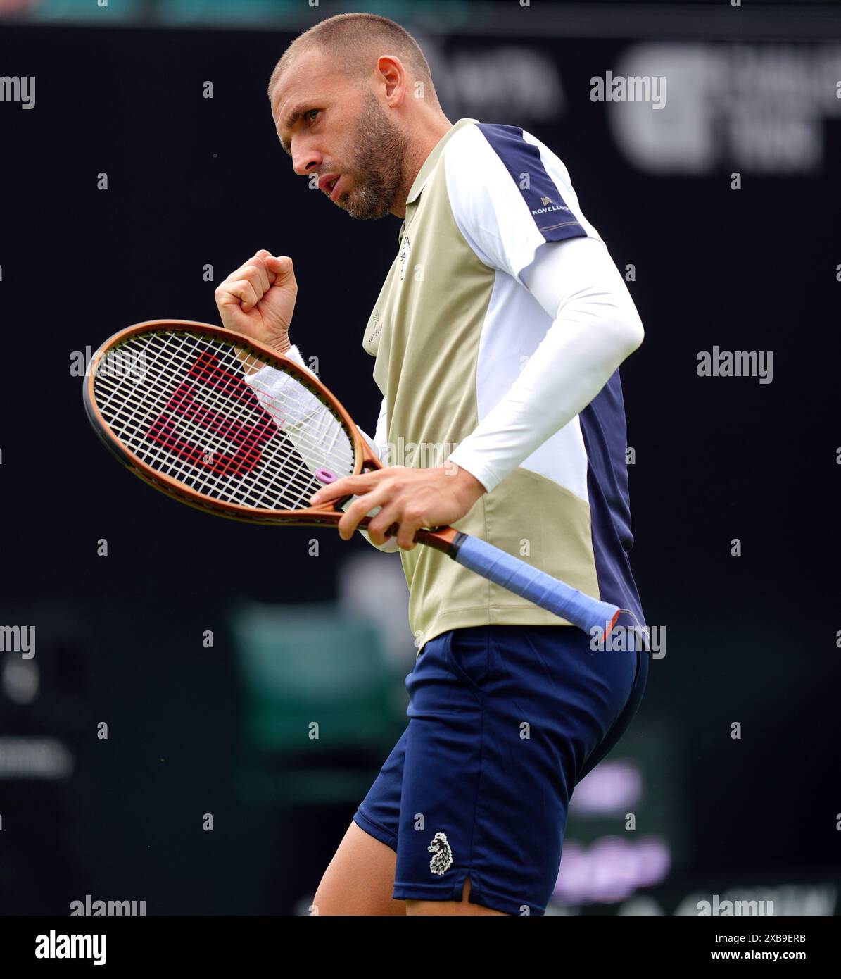 Daniel Evans reacts during his match against Dominic Stricker (not ...