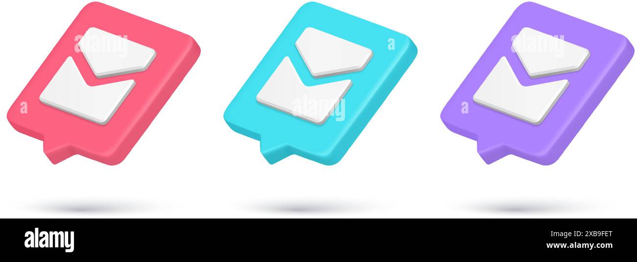 Collection realistic 3d isometric icon closed mail envelope quick tips ...