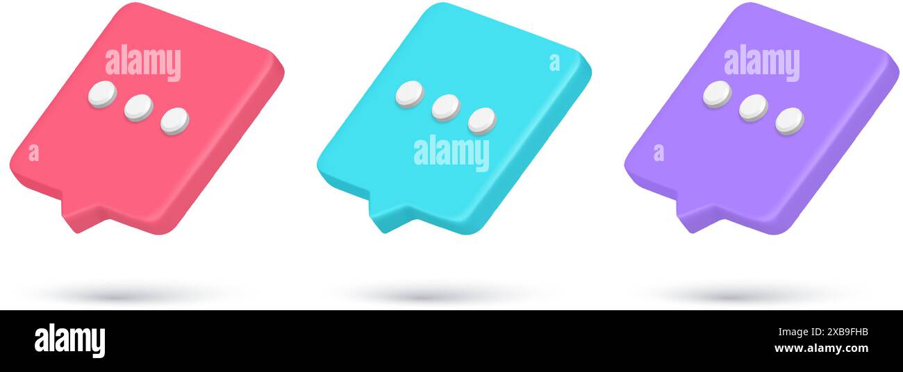 Collection realistic chat box with three dots thinking bubble social ...