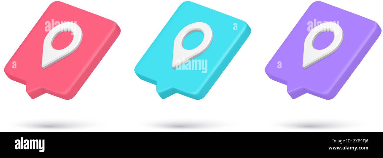 Collection multicolored map pin location pointer quick tips 3d icon vector illustration. Set ...