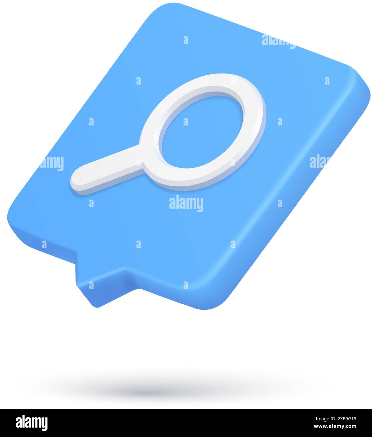 Realistic magnifying glass 3d icon quick tips in blue speech bubble for ...