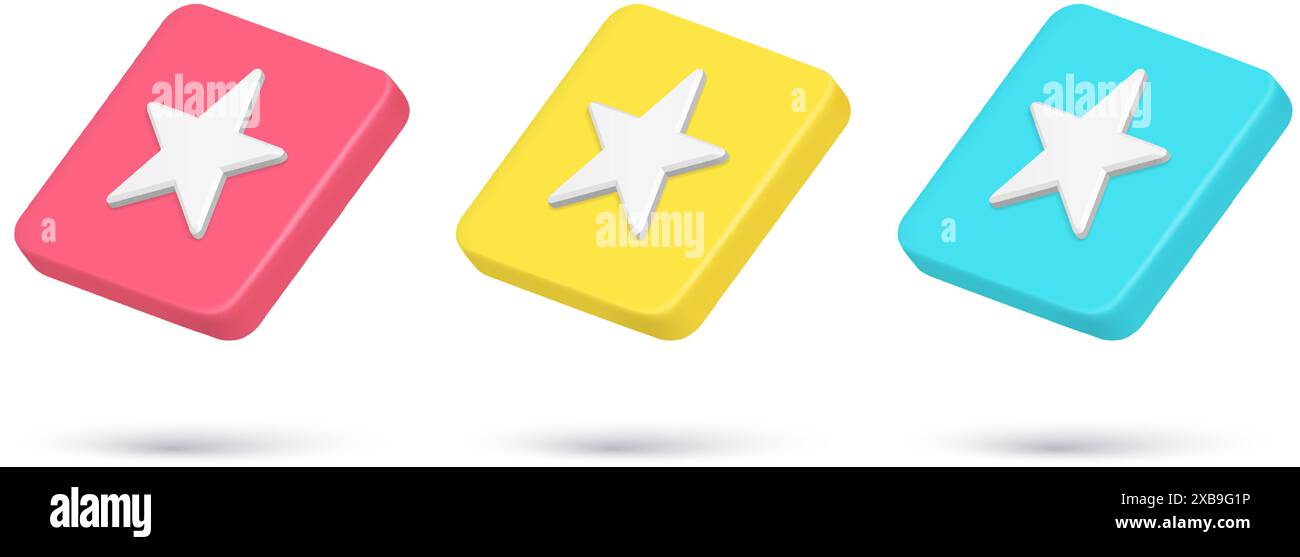Realistic multicolored star rating evaluation quick tips 3d icon ...