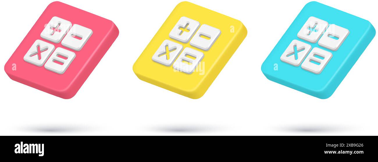 Set realistic 3d icon template calculator keyboard quick tips internet ...