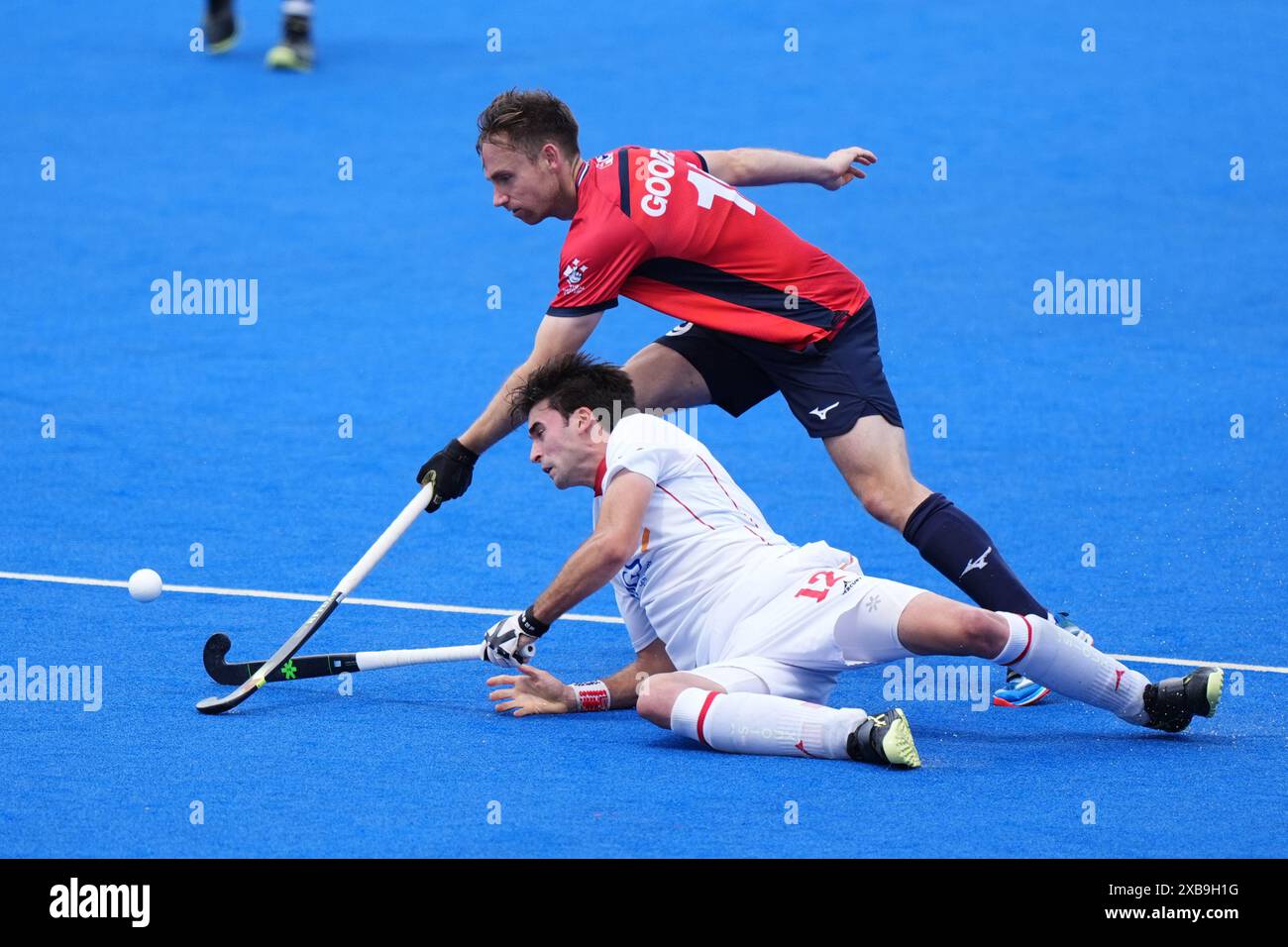 Great Britain's David Goodfield and Spain's Marc Reyne (bottom) battle ...