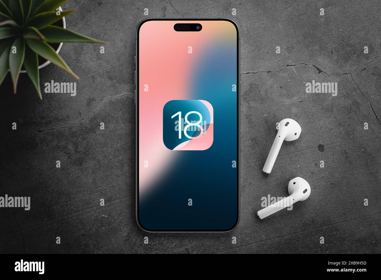 Antalya, Turkey - June 11, 2024: iPhone 15 Pro screen with new iOS 18 ...