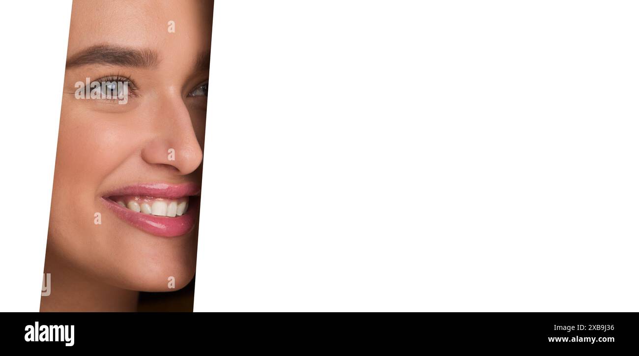 Woman Face Peeking Through Hole in Paper Stock Photo - Alamy