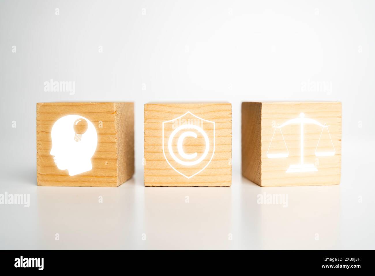 Patented patent copyright law business technology concept. Wooden block ...