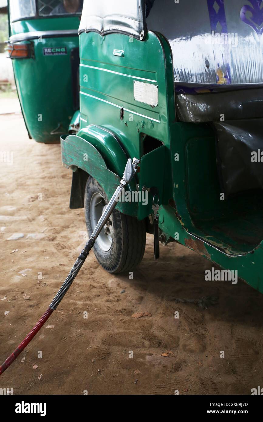 Fueling a three wheeled car with Compressed Natural Gas or CNG, Sylhet ...