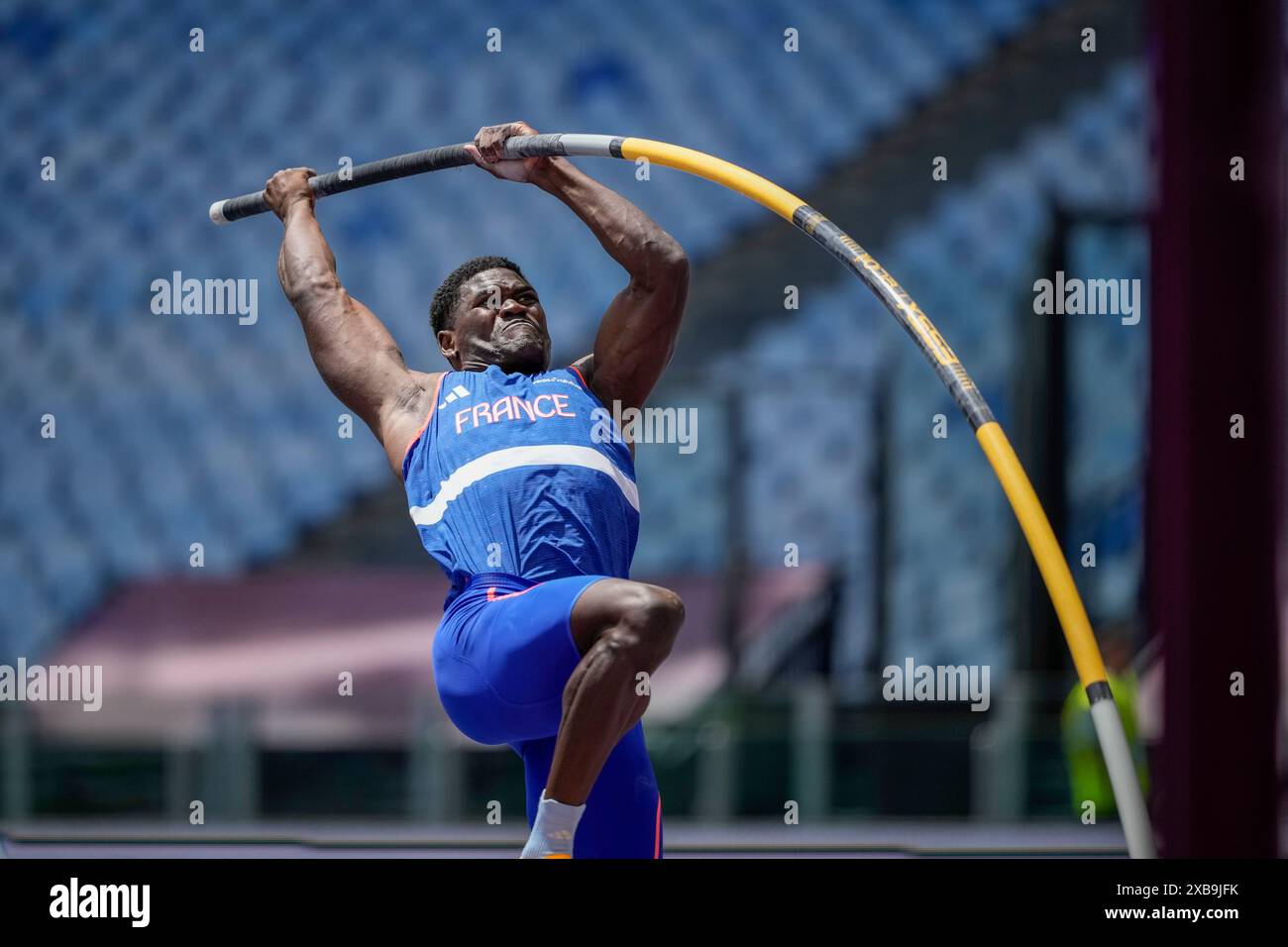 France's Makenson Gletty competes in the men's decathlon pole vault at ...