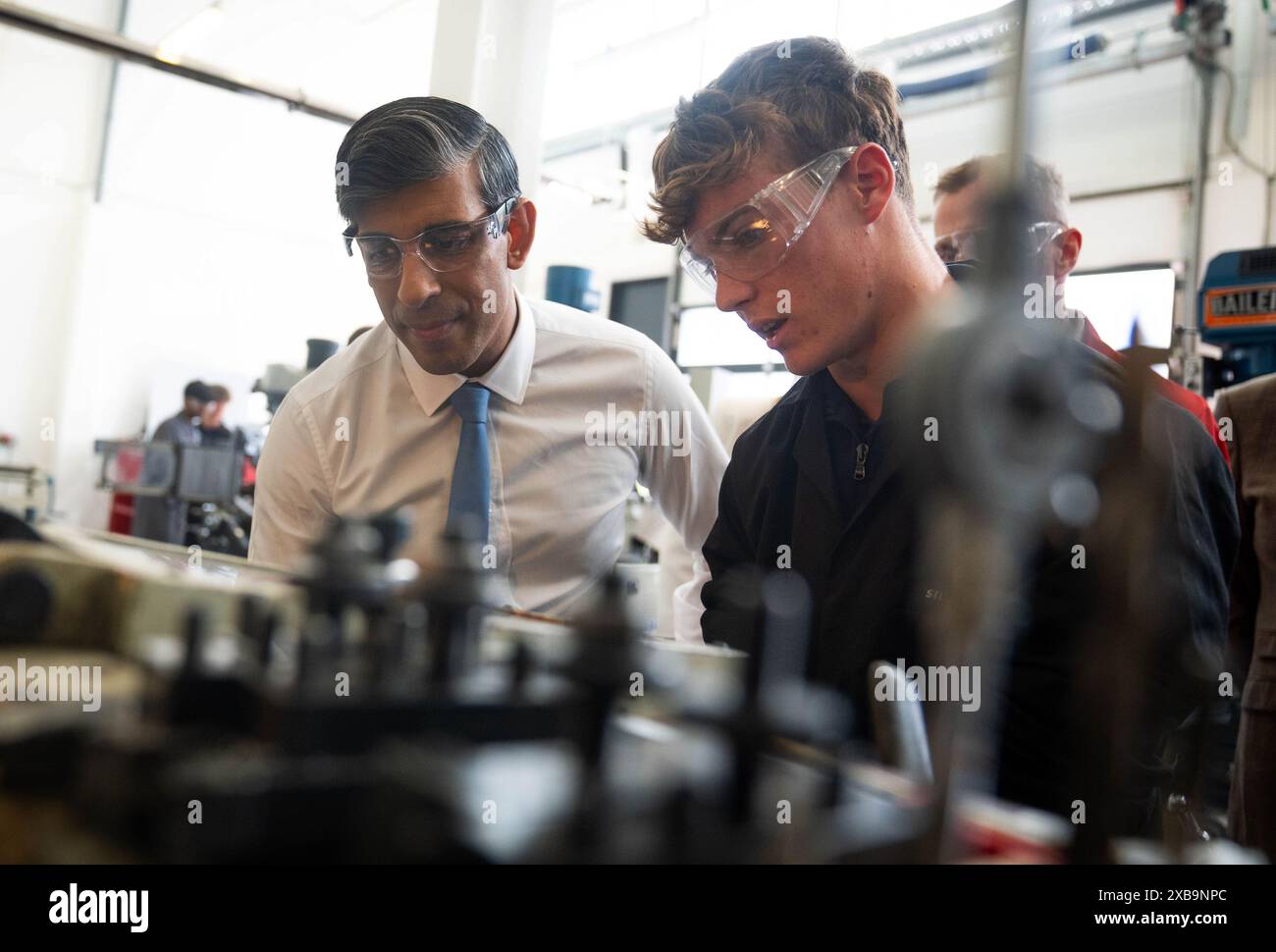 Prime Minister Rishi Sunak during a visit to Silverstone University ...