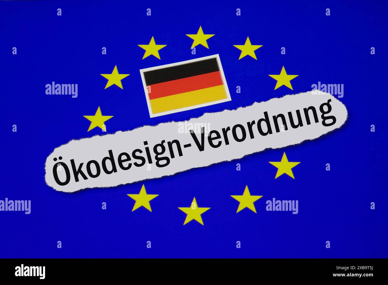 EU-Symbol mit Deutschlanfahne und Ökodesign-Verordnung EU-Symbol mit ...