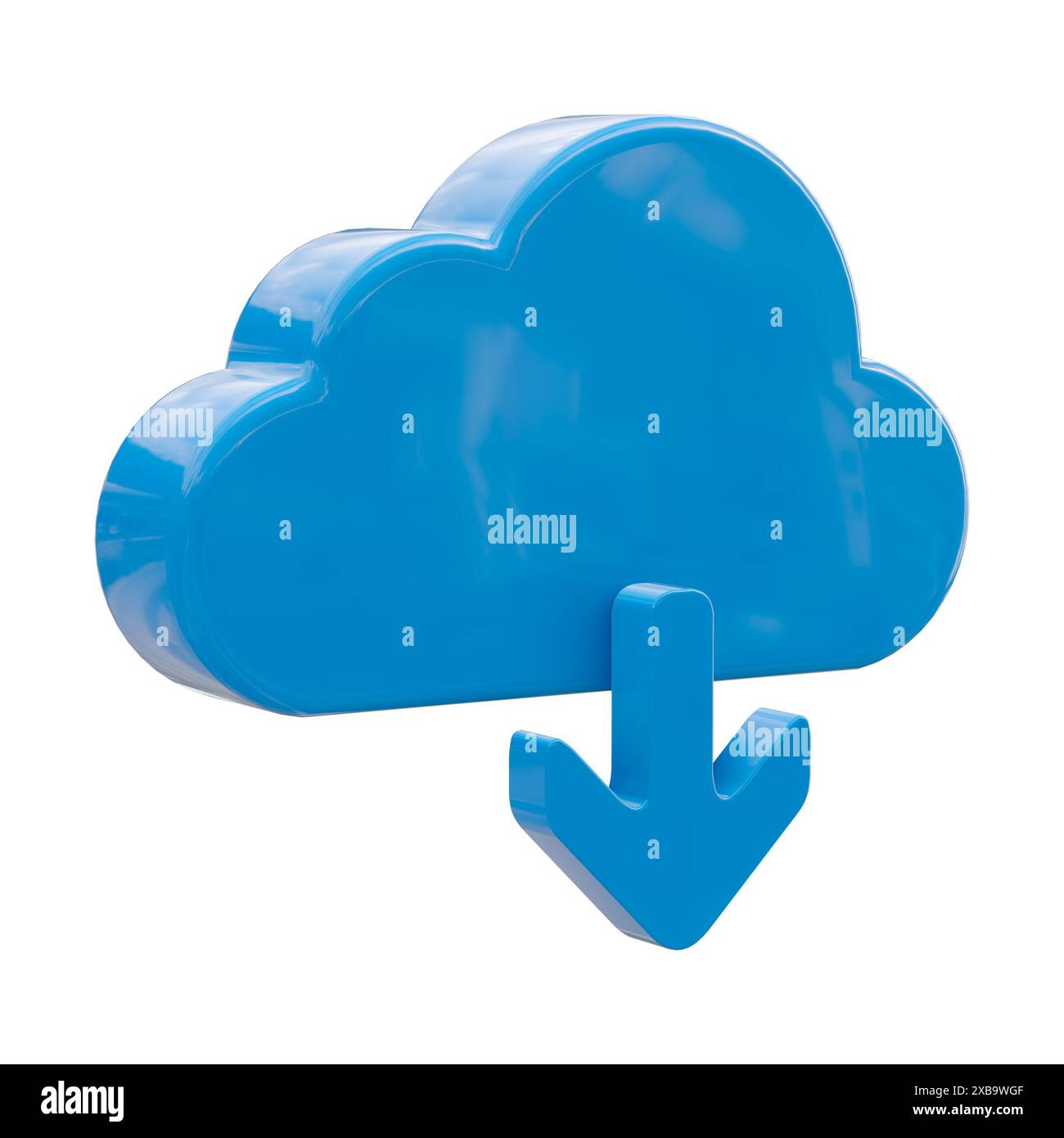 3D Cloud management icon with multimedia file download isolated on ...