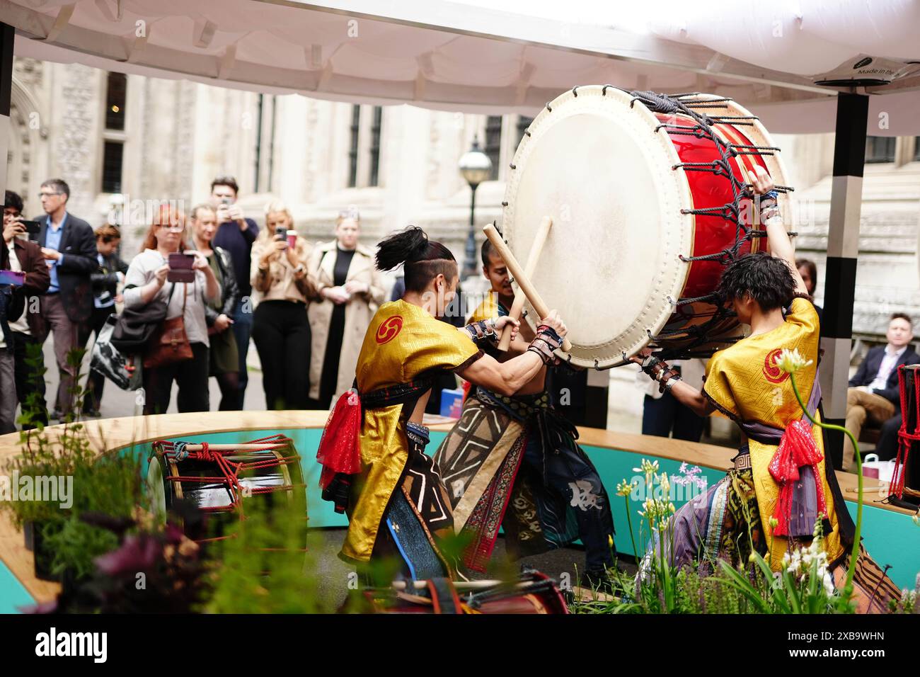 EDITORIAL USE ONLY People watch YAMATO drummers from Sadler's Wells ...
