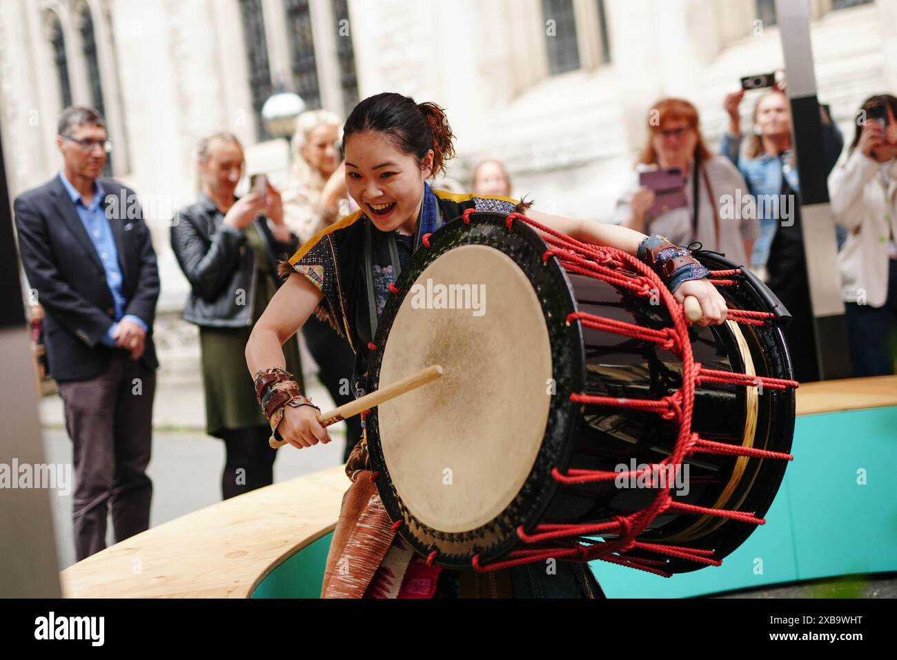 EDITORIAL USE ONLY People watch YAMATO drummers from Sadler's Wells ...