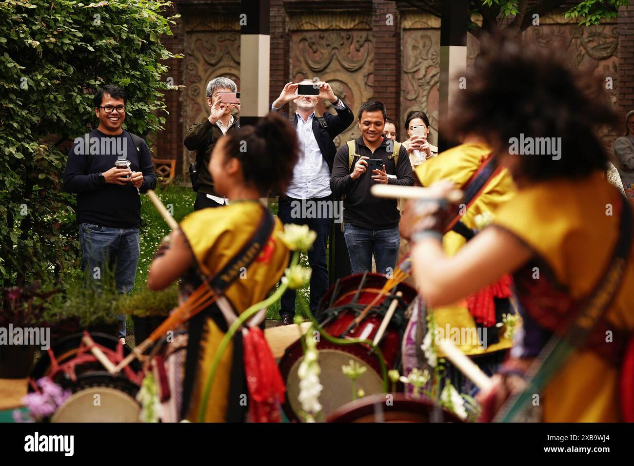 EDITORIAL USE ONLY People watch YAMATO drummers from Sadler's Wells ...