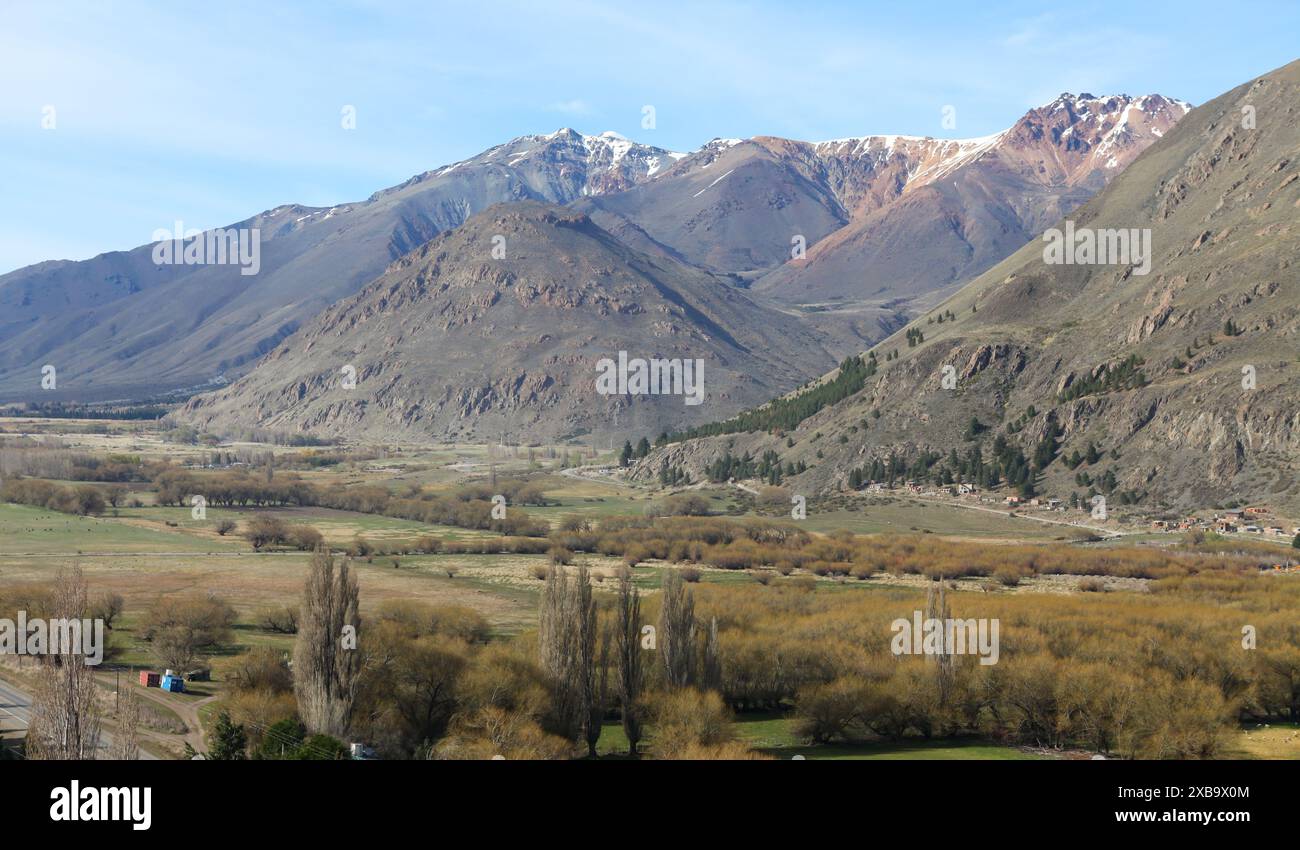 landscape of hills andtown of Esquel, Patagonia, Argentina Stock Photo ...